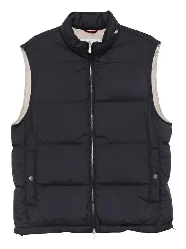 Brunello Cucinelli Quilted High Neck Vest - Blue