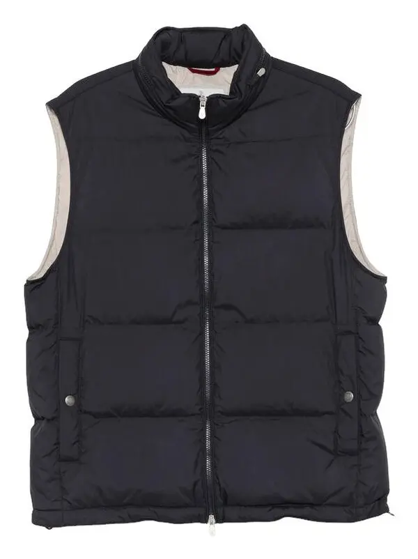 Brunello Cucinelli Quilted High Neck Vest - Blue