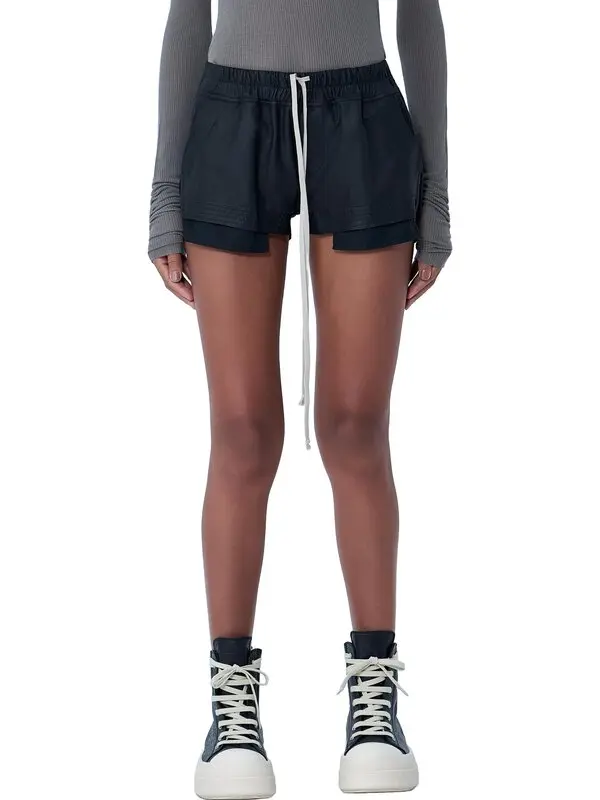Rick Owens Leather Fog Shorts - Black