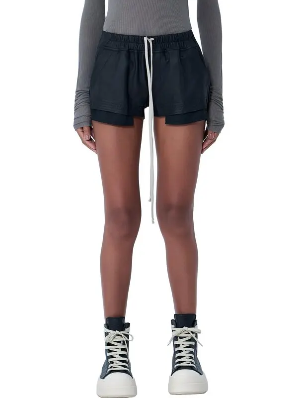 Rick Owens Leather Shorts - Black