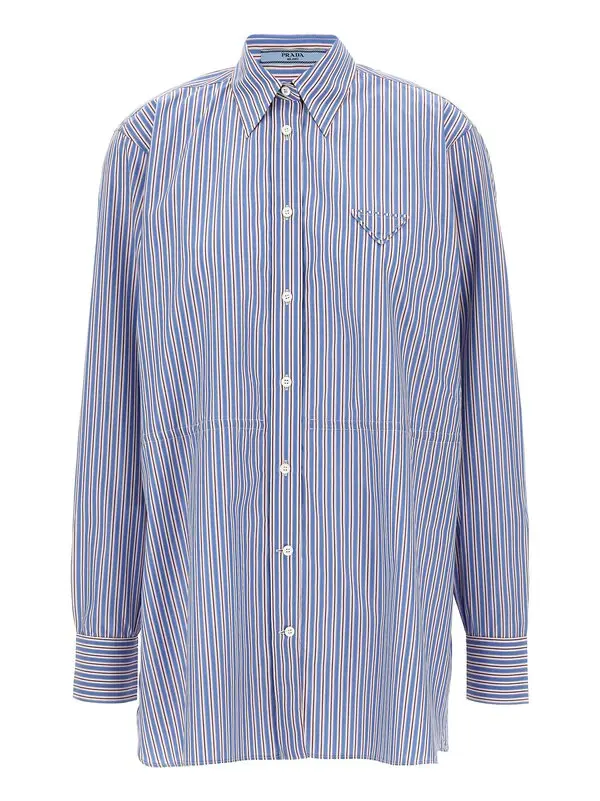 Prada Striped Cotton Poplin Shirt - Multicolor