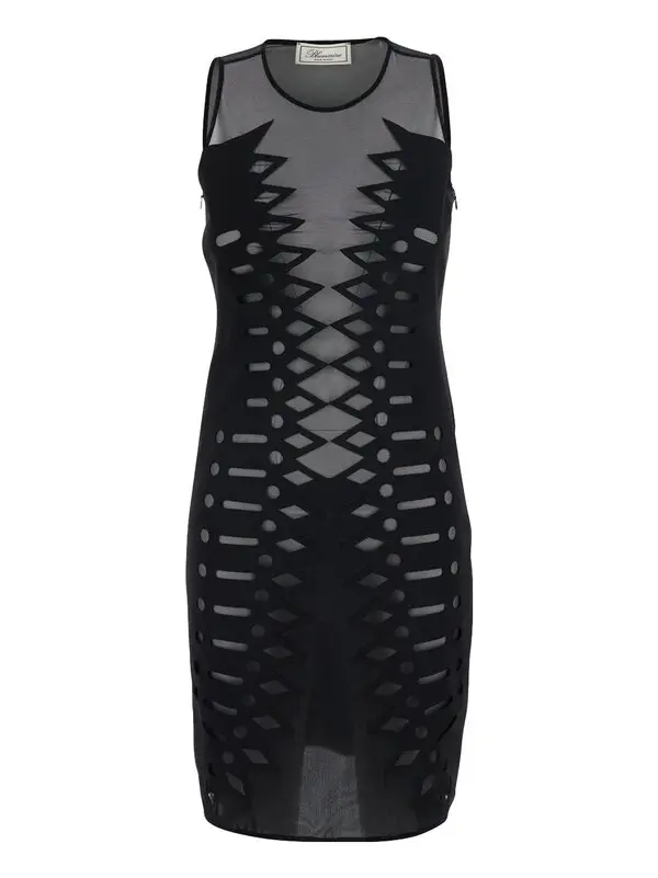 Blumarine Embroidered Tech Fabric Dress - Multicolor