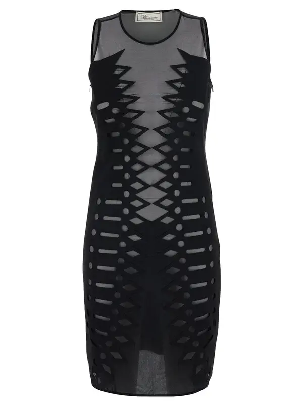 Blumarine Embroidered Tech Fabric Dress - Multicolor