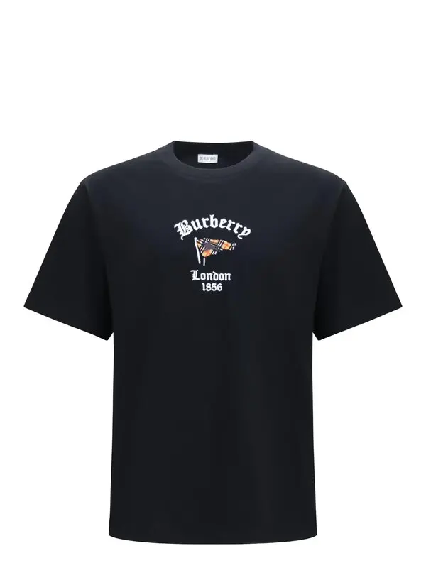 Burberry Check Cotton T-shirt - Black