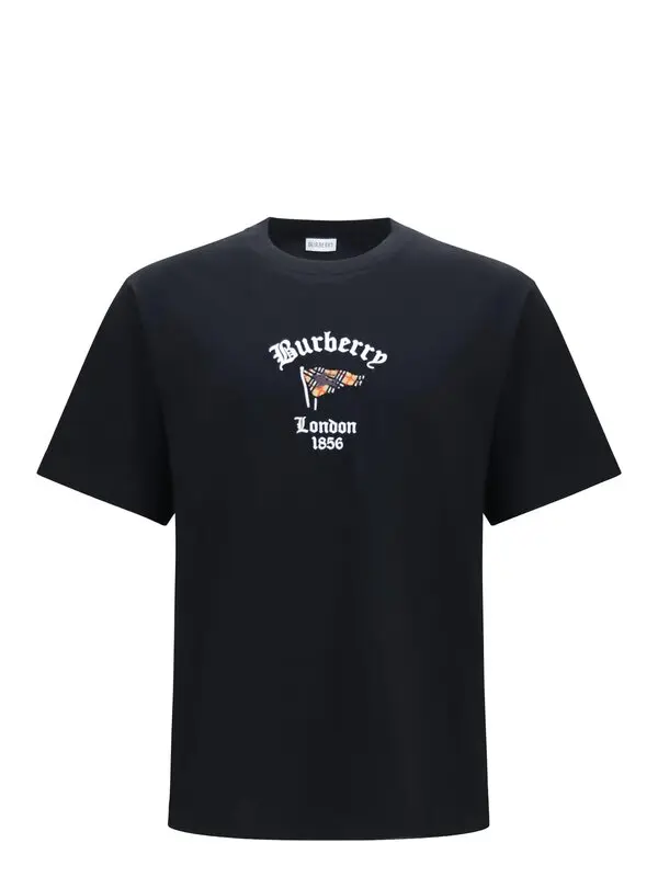 Burberry Check Cotton T-shirt - Black