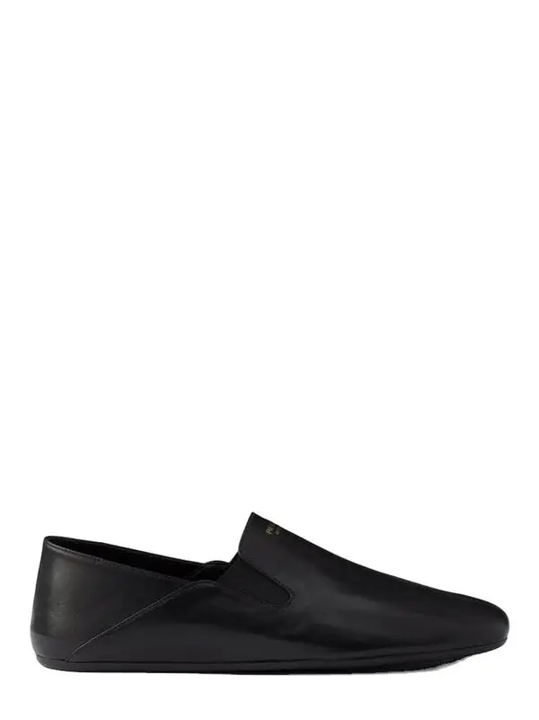Prada Brushed Leather Loafers - Black