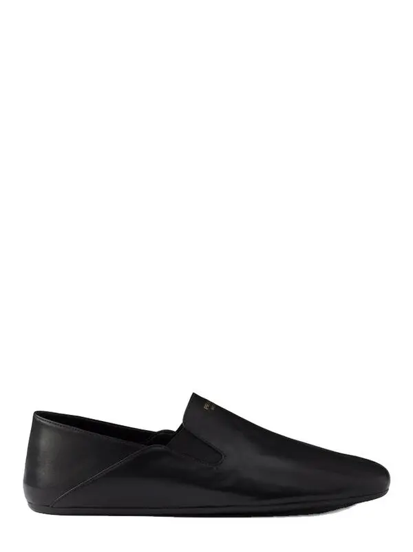 Prada Brushed Leather Loafers - Black