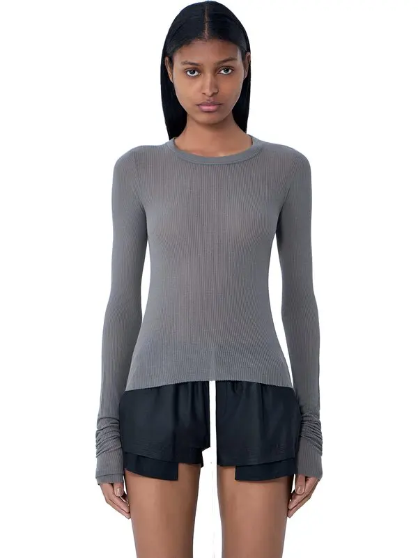 Rick Owens Ribbed Long Sleeve T-shirt - Gray