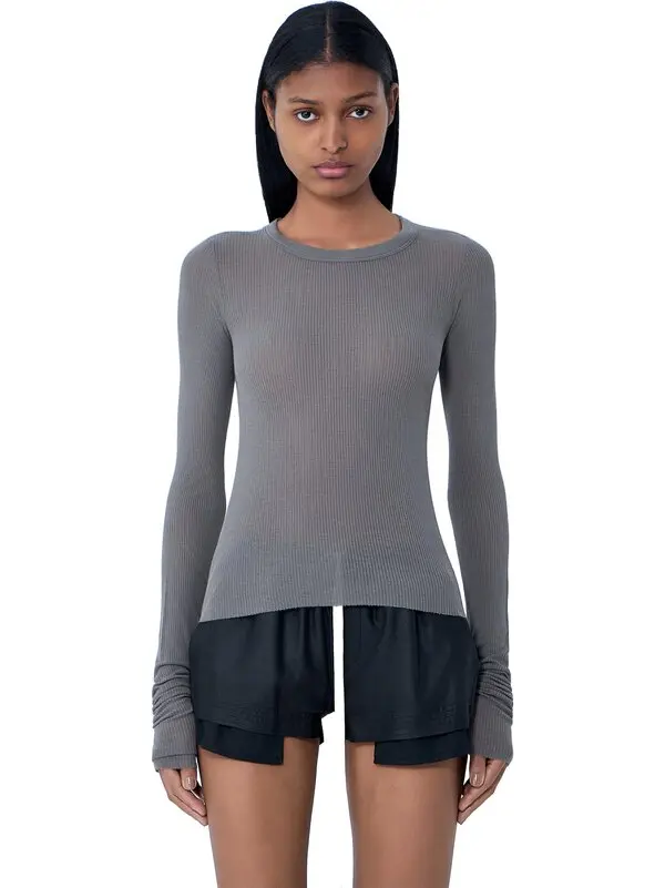 Rick Owens Ribbed Long Sleeve T-shirt - Gray