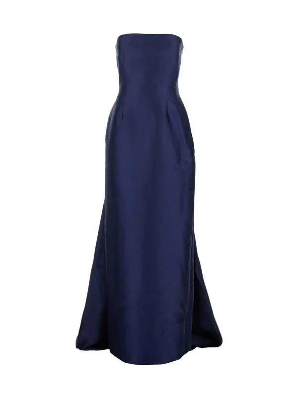 Solace London Long Dress 'imani' Blue With Off Shoulder And Double Layer In Fabric - Multicolor