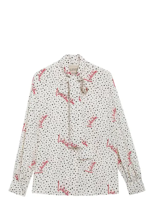 Valentino Garavani Vanilla Silk Shirt With Logo Print - Multicolor