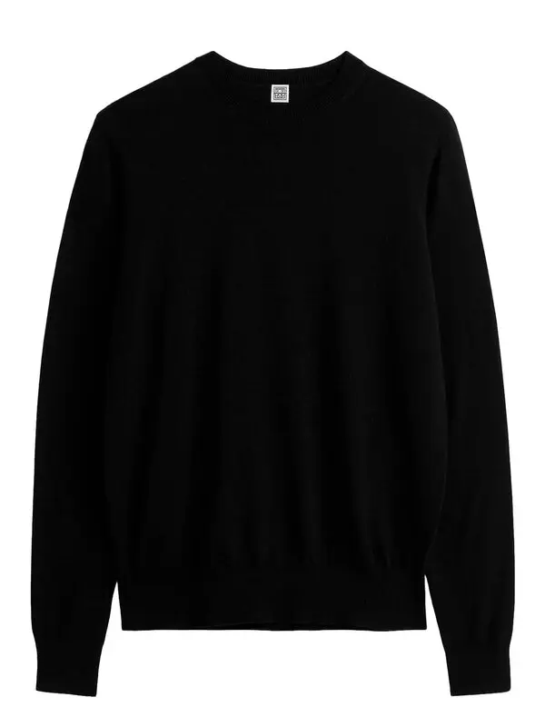 TOTEME Fine Crew Knit Wool And Silk Blend Sweater - Black