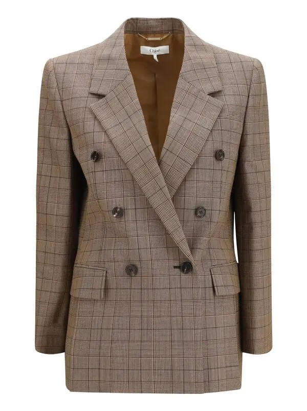 Chloé Checked Double-breasted Blazer - Cream