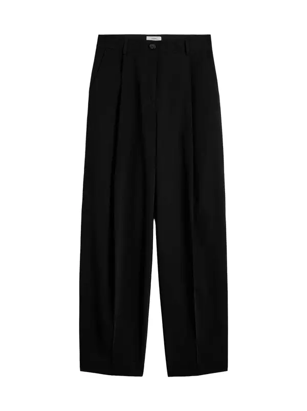 TOTEME Single Pleat Cotton Trousers - Black