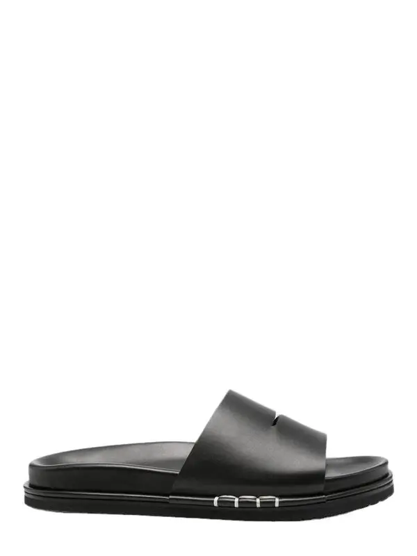 JW Anderson Calf Leather Flat Slides - Black