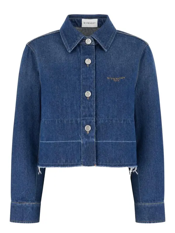 Givenchy Cropped Denim Button Up Shirt - Multicolor