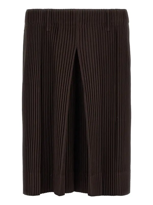 Issey Miyake Tailored Pleats 2 Bermuda Shorts - Brown