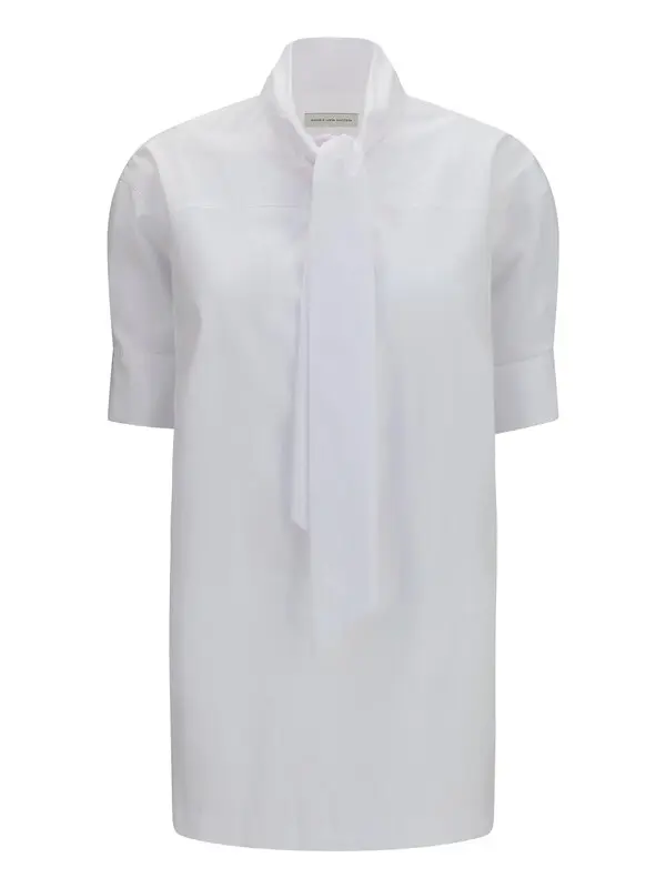 Dries Van Noten Cotton Shirt With Scarf Detail - White
