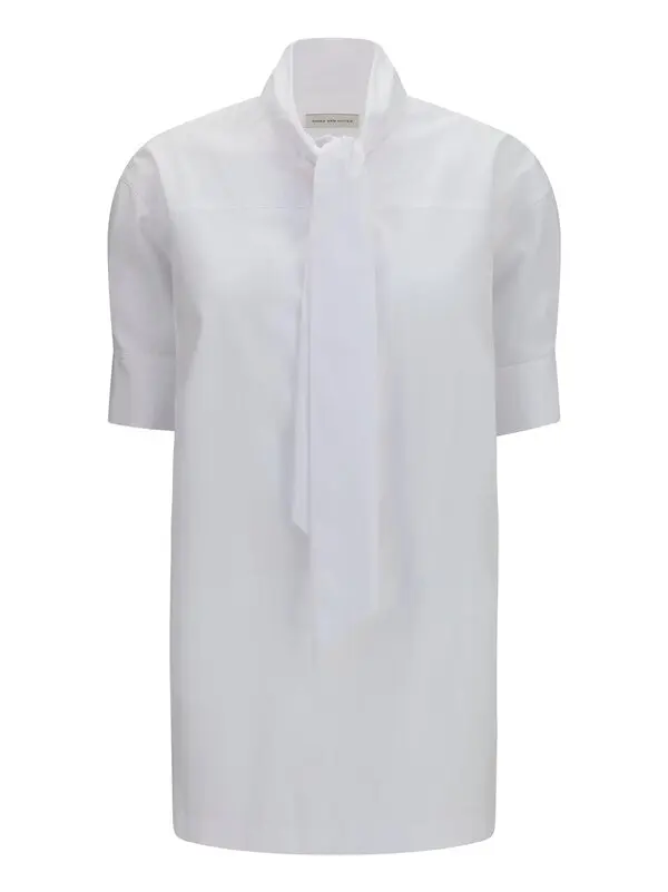 Dries Van Noten Cotton Shirt With Scarf Detail - White