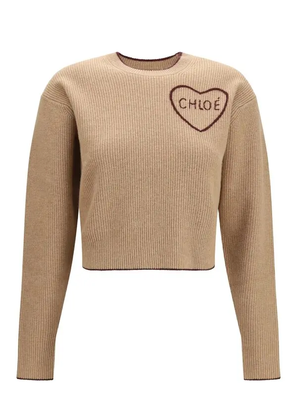 Chloé Heart-logo Sweater - Cream