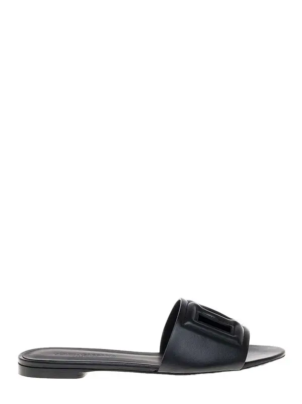 Dolce & Gabbana Leather Cut-out Detail Slip-on Sandals For - Black