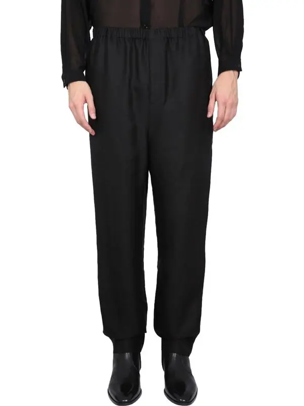 Saint Laurent High Waist Elasticated Trousers - Black