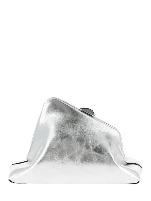 Attico Day Off Small Laminated Leather Clutch - Silver