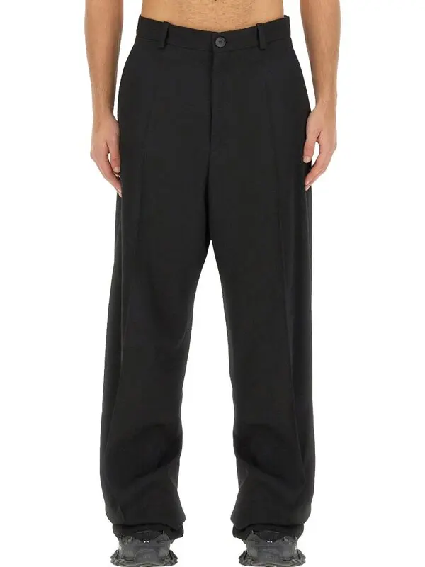 Balenciaga Oversize Wool Trousers - Black