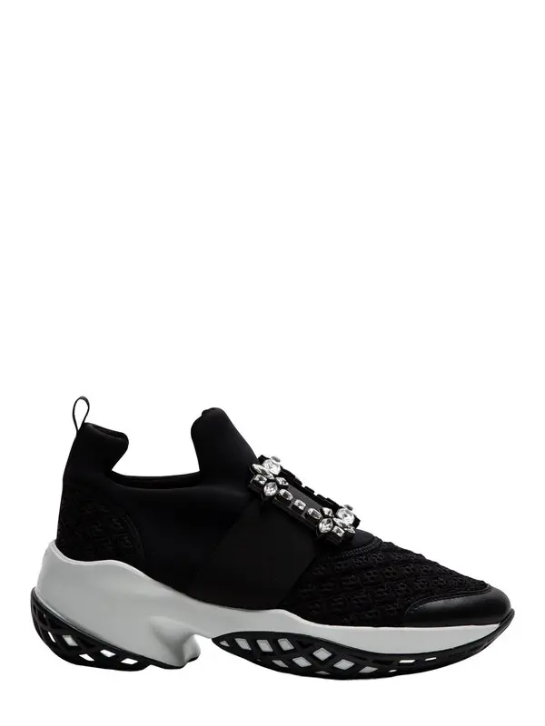ROGER VIVIER Viv Run Strass Buckle Sneakers - Black