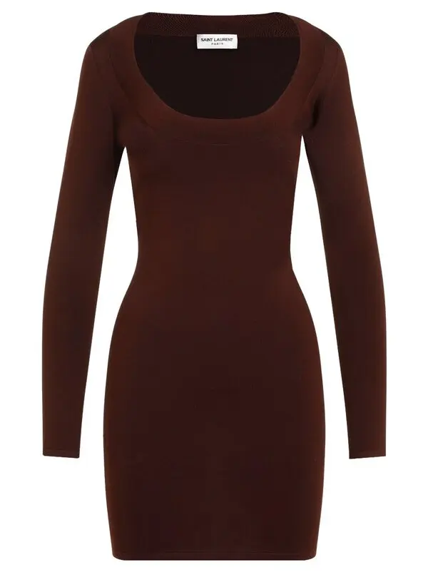 Saint Laurent Viscose Mini Dress - Brown