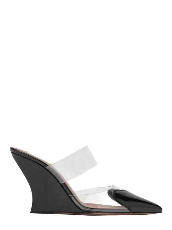 Alaïa Patent Leather Le Coeur Wedge Mules - Black