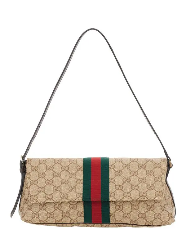 Gucci Madison' Beige Medium Shoulder Bag With Web Stripe In Gg Canvas For - Multicolor