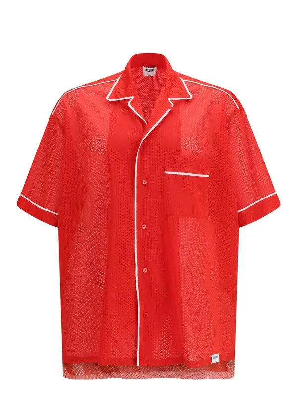 Moschino Technical Mesh Shirt With Reversed 22 Print - Red