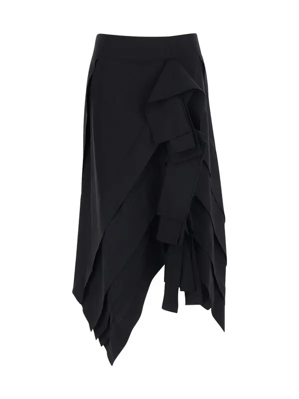 Bottega Veneta Wool Ruffle Midi Skirt - Multicolor