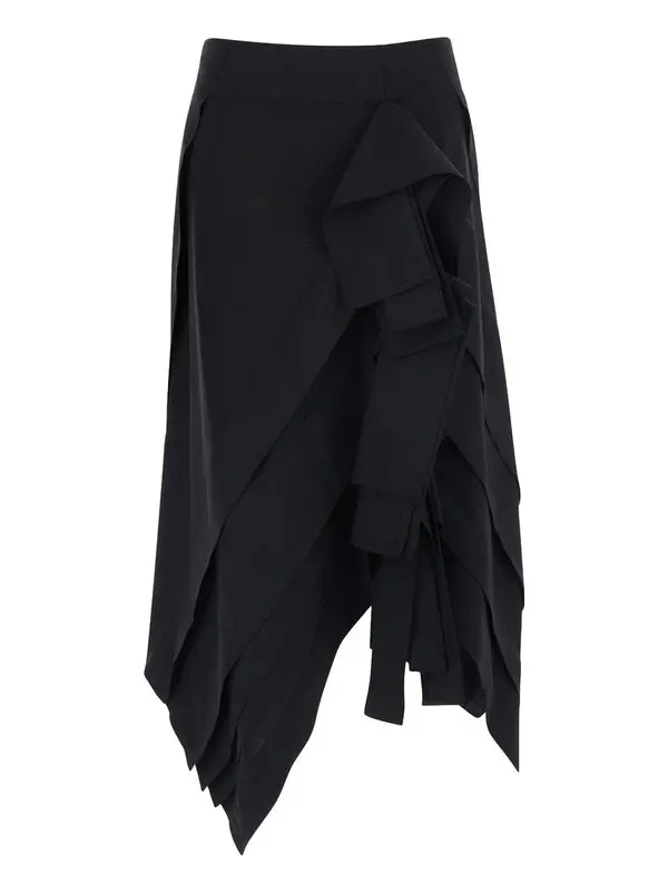 Bottega Veneta Wool Ruffle Midi Skirt - Multicolor
