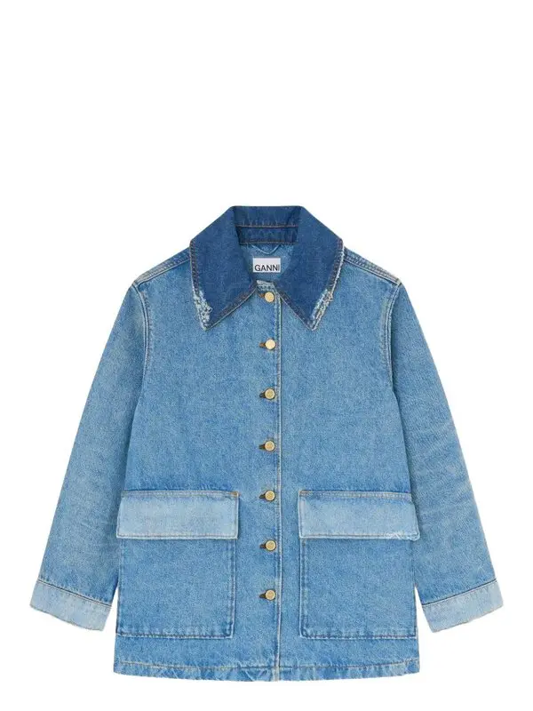 GANNI Patchwork Denim Jacket - Multicolor