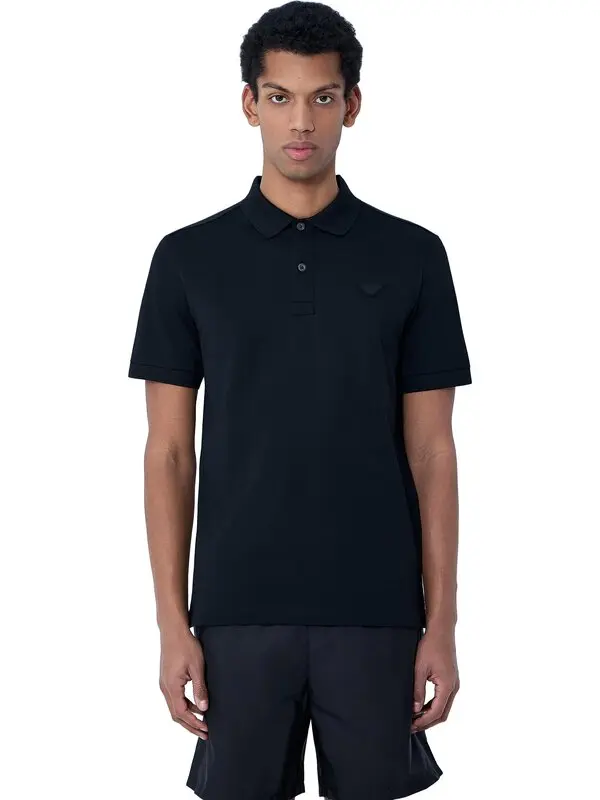 Prada Logo Motif Polo Shirt - Black
