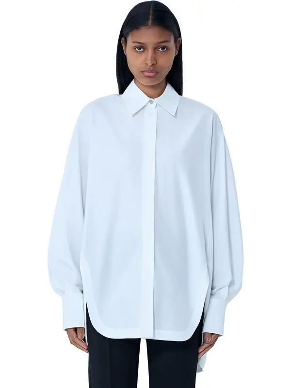 Sportmax Oversized Cotton Poplin Shirt - White