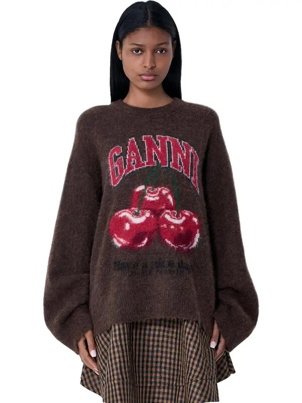 GANNI Brushed Knit Sweater - Brown