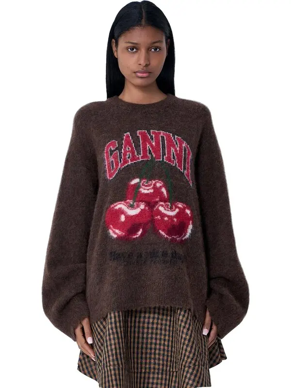 GANNI Brushed Knit Sweater - Brown