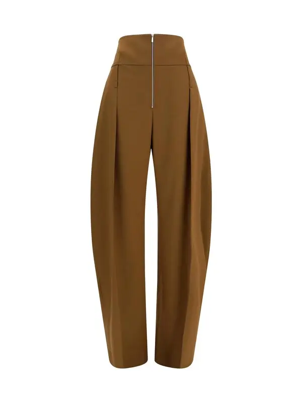 FERRAGAMO Wide Balloon-fit Zip Pants - Brown