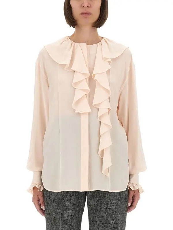 Alexander McQueen Silk Ruffled Shirt - Pink