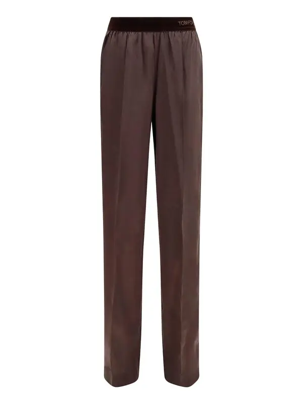 TOM FORD Stretch Silk Satin Pants - Brown