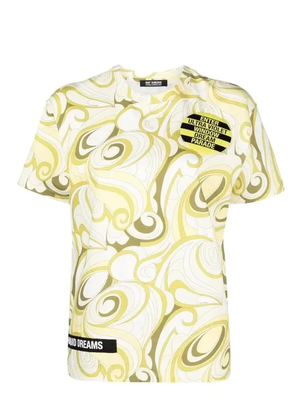 Raf Simons Abstract Pattern Print Round Neck Short Sleeves T-shirt - Yellow