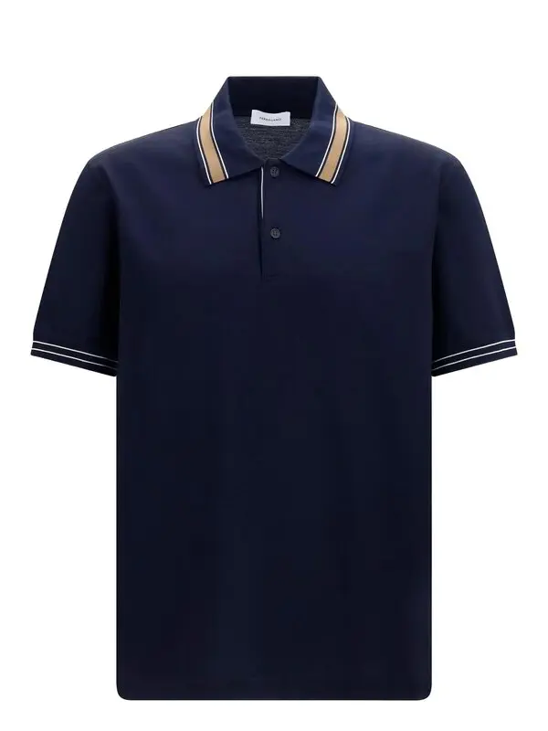 FERRAGAMO Cotton Piqué Polo Shirt - Blue