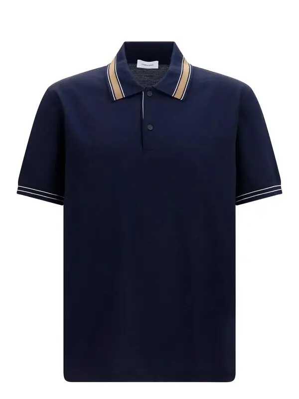 FERRAGAMO Cotton Piqué Polo Shirt - Blue