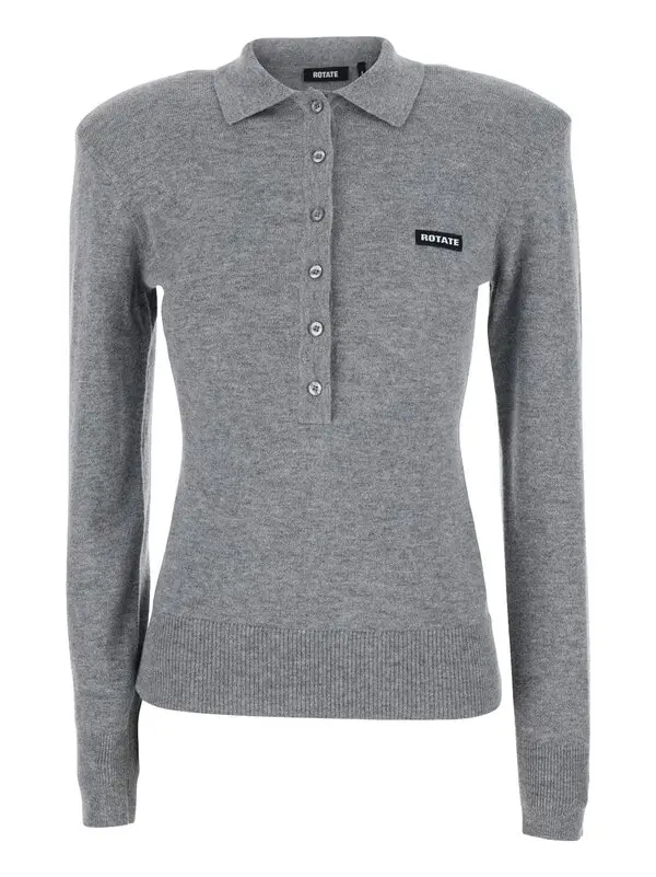 ROTATE BY BIRGER CHRISTENSEN Wool Long Sleeve Polo - Multicolor