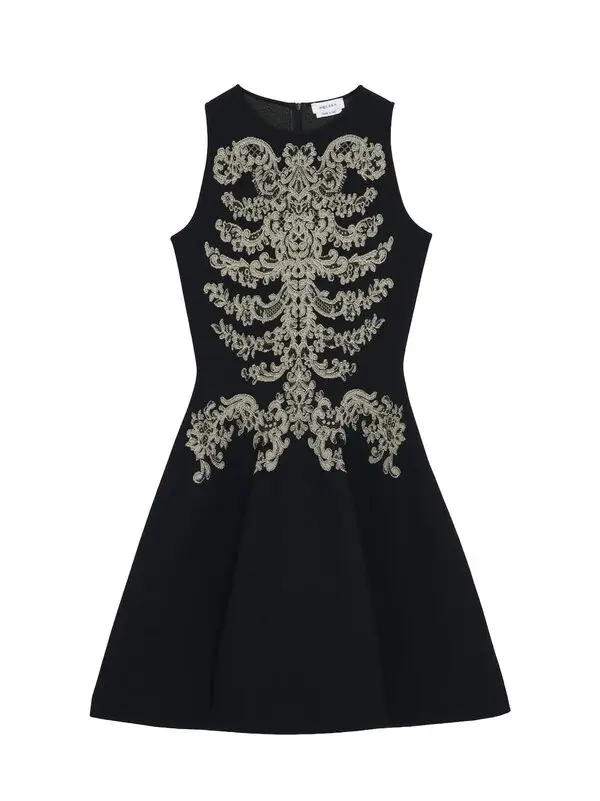Alexander McQueen Jacq Vlm Mini Dress - Black