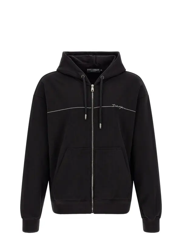 Dolce & Gabbana Logo Embroidery Hoodie - Black