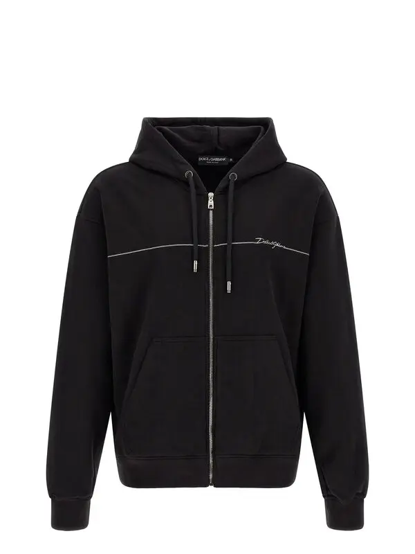 Dolce & Gabbana Logo Embroidery Hoodie - Black